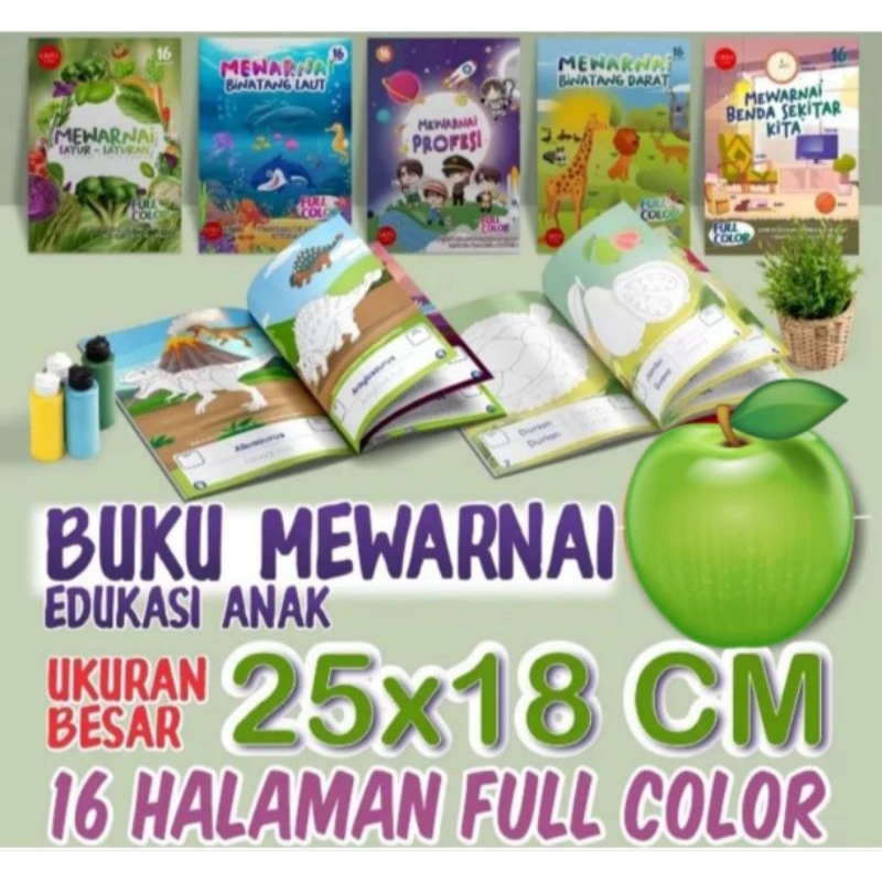 Jual BUKU MEWARNAI FULL COLOR 16 HALAMAN Ukuran Besar Bahan Tebal ...