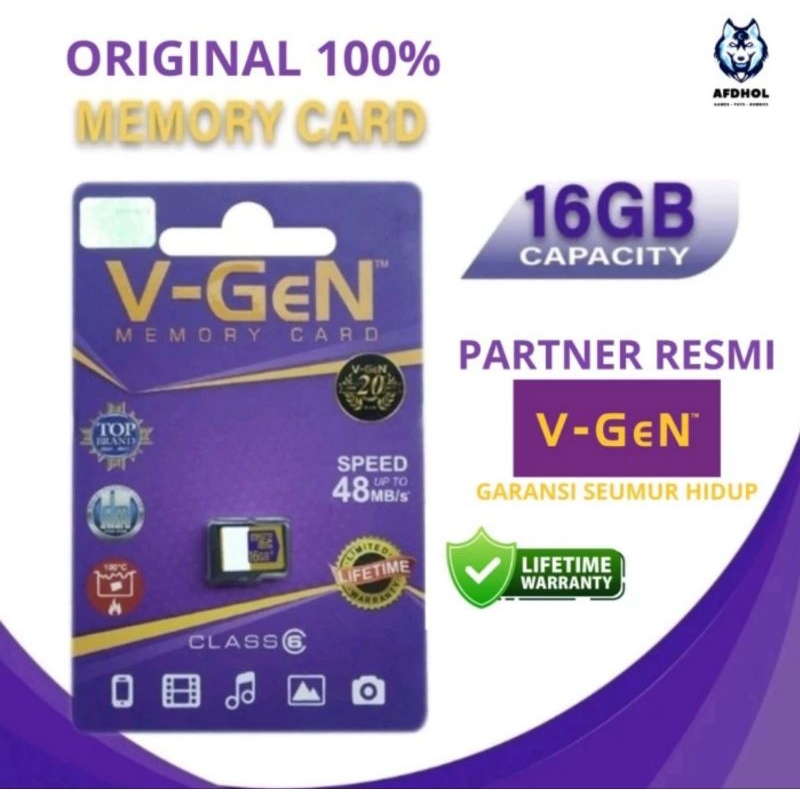 Jual V-GEN MICRO SD VGEN 16GB CLASS 6 MEMORY CARD ORIGINAL MEMORI ...