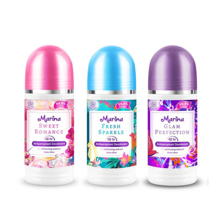 Jual Marina Deodorant Roll On 50 ML | Sweet Romance | Glam Perfection ...