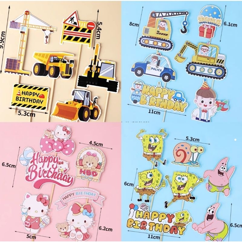 Jual topper 1 set /topper kue/topper cake/topper spongebob /topper ...