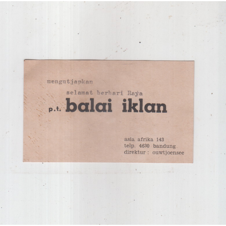 Jual KARTU UCAPAN HARI RAYA JADUL KARTU NAMA PT BALAI IKLAN BANDUNG ...