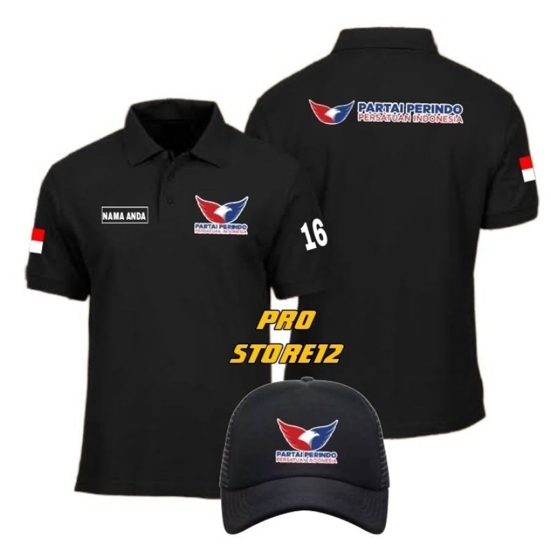 Jual T-SHIRTPOLO PARTAI PERINDO BONUS NAMA DAN TOPI || BAJU KERAH ...
