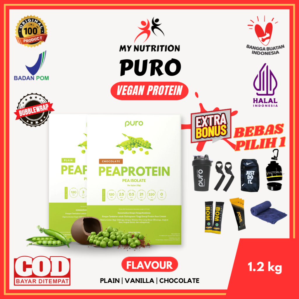 Jual PURO Pea Protein VEGA PRO 1.2kg Suplemen Whey Protein Isolate ...