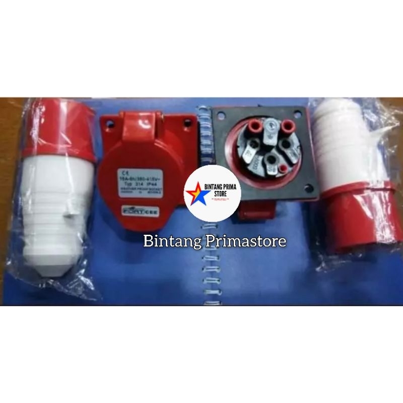 Jual Socket /stop kontak panel mounting + plug 16a/4 pin fort cee | Shopee Indonesia