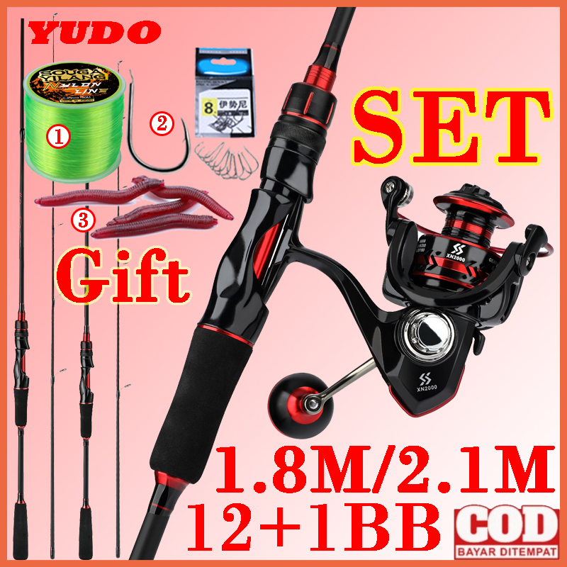 Jual Pancing Set 1.8m 2.1m Joran Pancing And Rasio Gear 5.0: 1 Reel ...