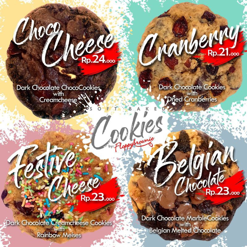Jual soft baked cookies 1 paket isi 4 pc (choco cheese,cranberry ...