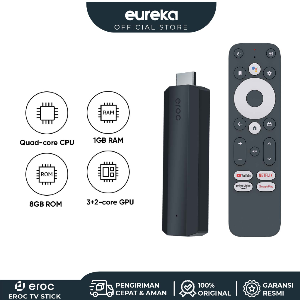 Jual EROC TV Stick Android 11 - Full HD - Google Assistant - Chromecast ...