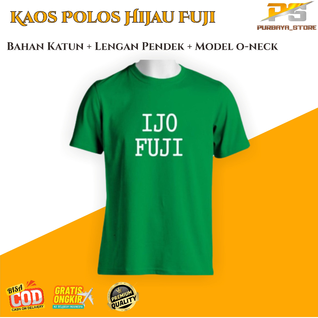 Jual KAOS POLOS HIJAU FUJI/ LENGAN PENDEK/ CATTON COMBED 30S/ KAOS ...