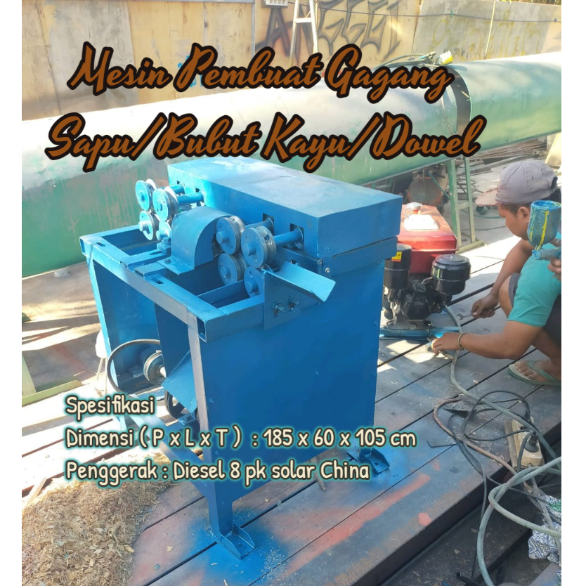 Jual Mesin Pembuat Gagang Sapu/Bubut Kayu/Dowel Komplit Diesel 8 pk ...