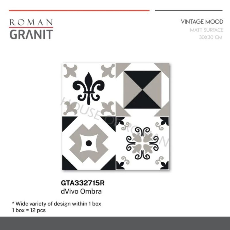Jual Roman Granit GTA332715R dVivo Ombra 30x30/keramik monocrome/lantai ...