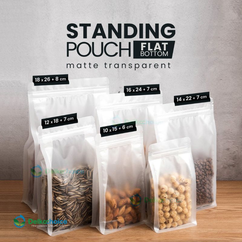 Jual KEMASAN PLASTIK STANDING POUCH ZIPLOCK FLAT BOTTOM MATTE -DOFF ...