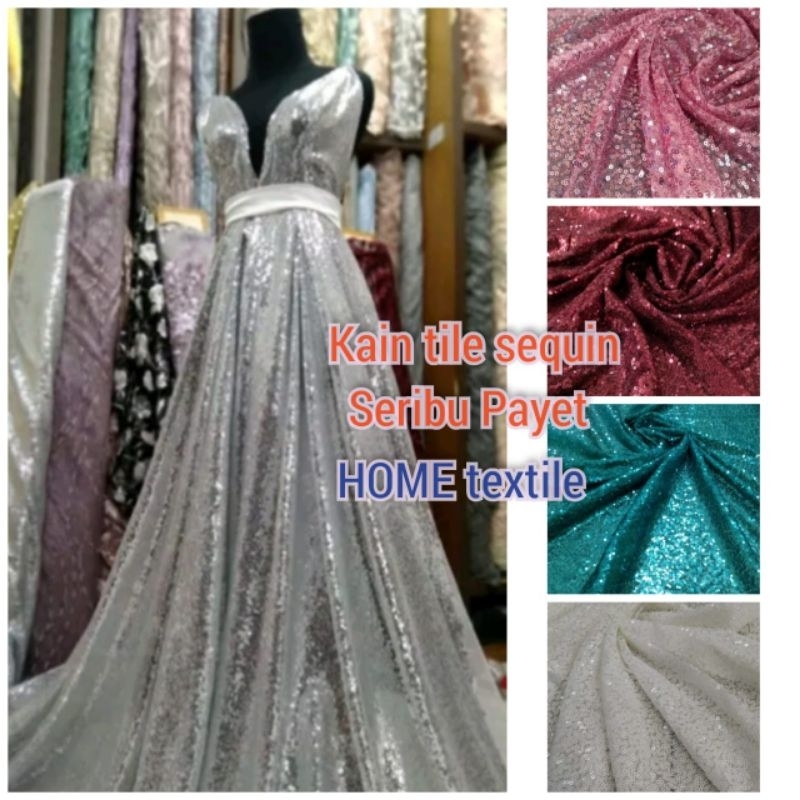 Jual kain Tile sequin Tile kebaya pesta,dress kain Tile / bahan meteran ...