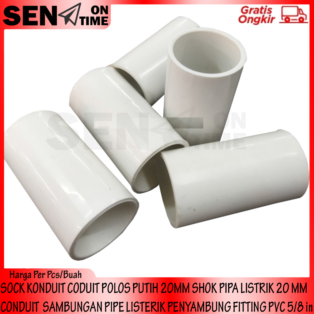 Jual SOCKET KONDUIT POLOS PUTIH 20MM SHOK PIPA LISTRIK 20 MM SOK ...