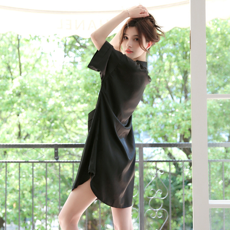Jual Piyama Dress Tidur Sexy Kemeja Putih Es Silk Kemeja Wanita Baju ...