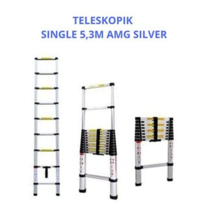 Jual TANGGA TELESKOPIK SINGLE 5,3M AMG SILVER | Shopee Indonesia