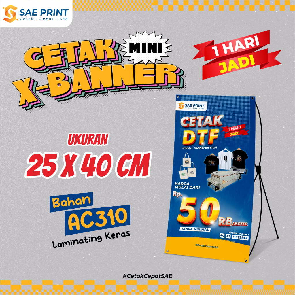 Jual Cetak Mini X Banner Murah / Ukuran 25 x 40 / Mini X Banner Custom ...