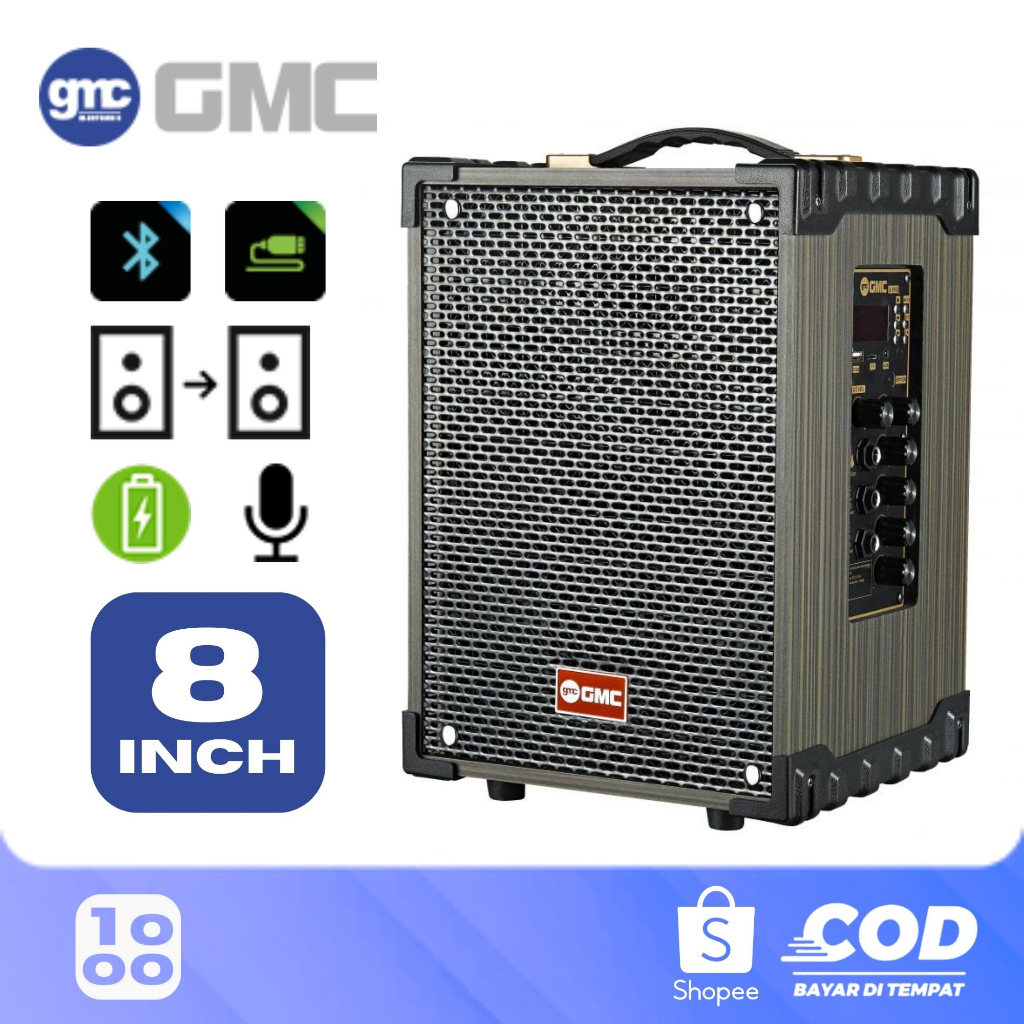 Jual Salon Speaker Bluetooth GMC 8 Inch 899P Free 2 Mic Wireless 125 ...