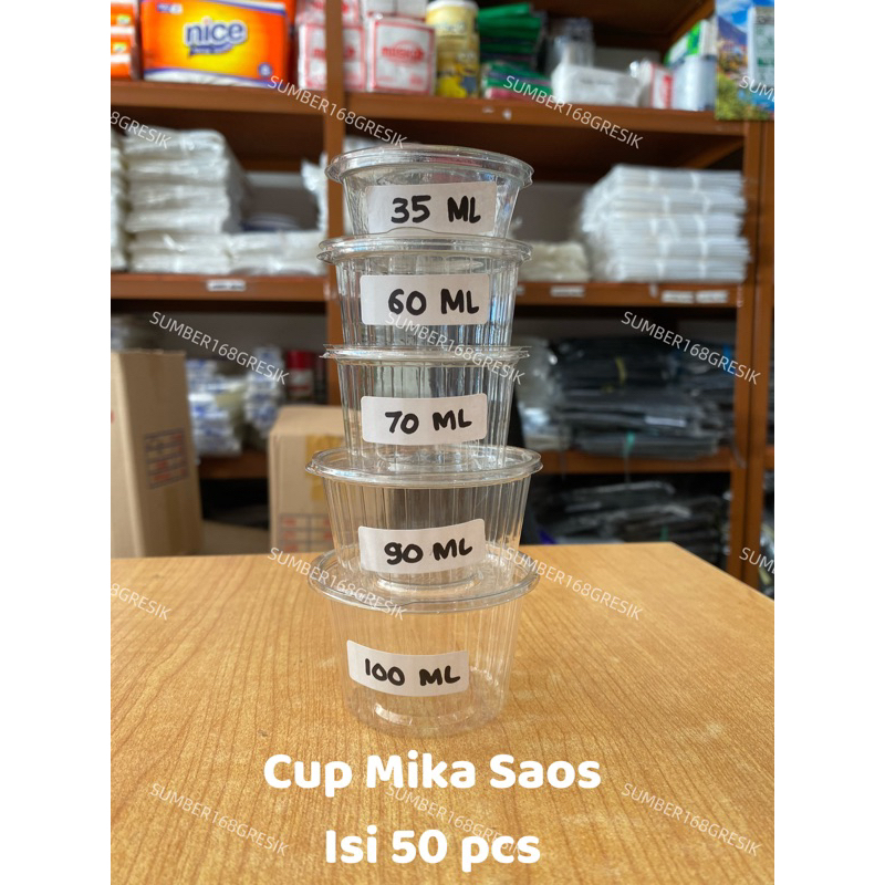 Jual [50pcs] CUP MIKA SAOS 25ml 35ml 60ml 70ml 90ml 100ml | CUP SAOS ...