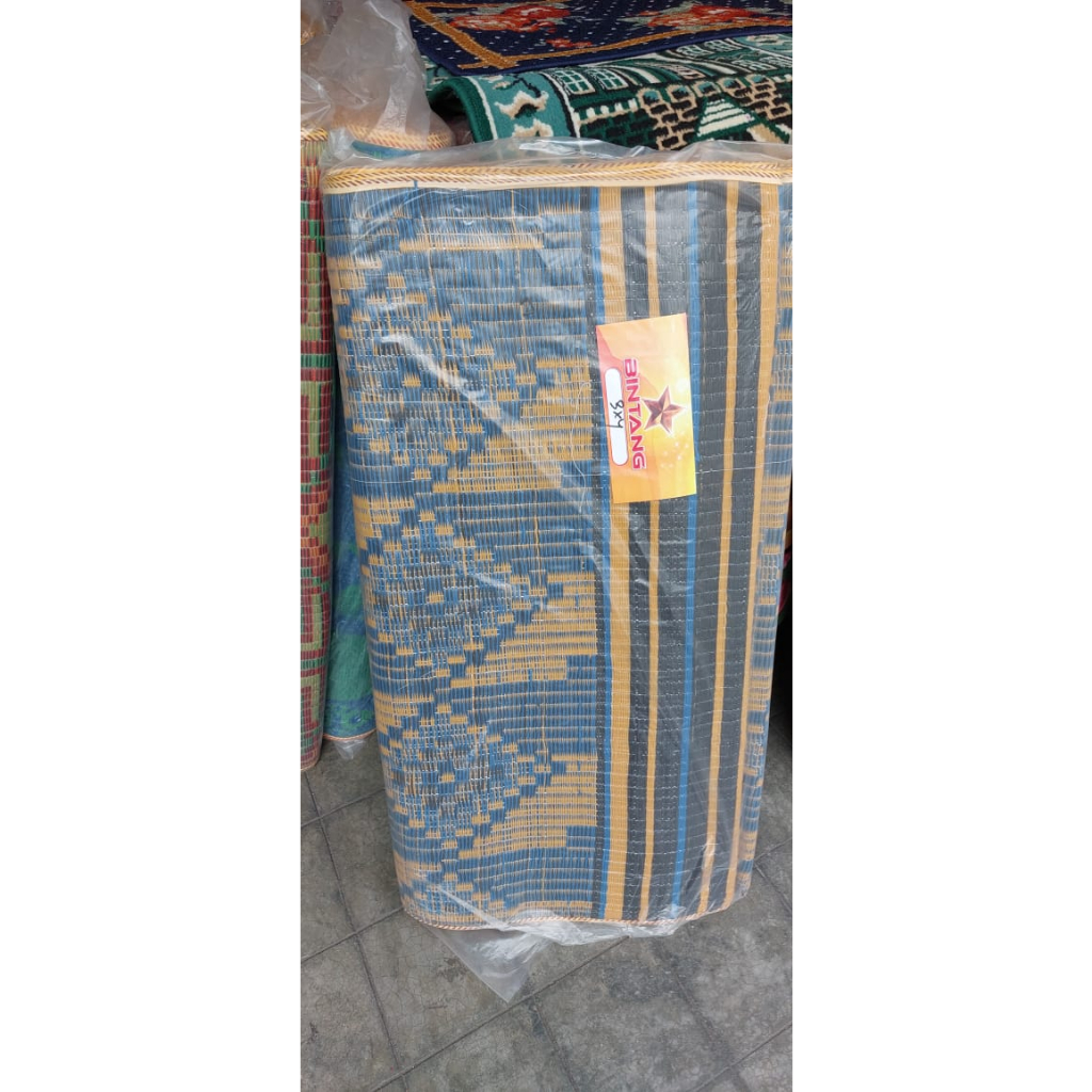 Jual Tikar Plastik Rumput 3x4 Lipat Cap BINTANG renda kain Kuning Emas ...