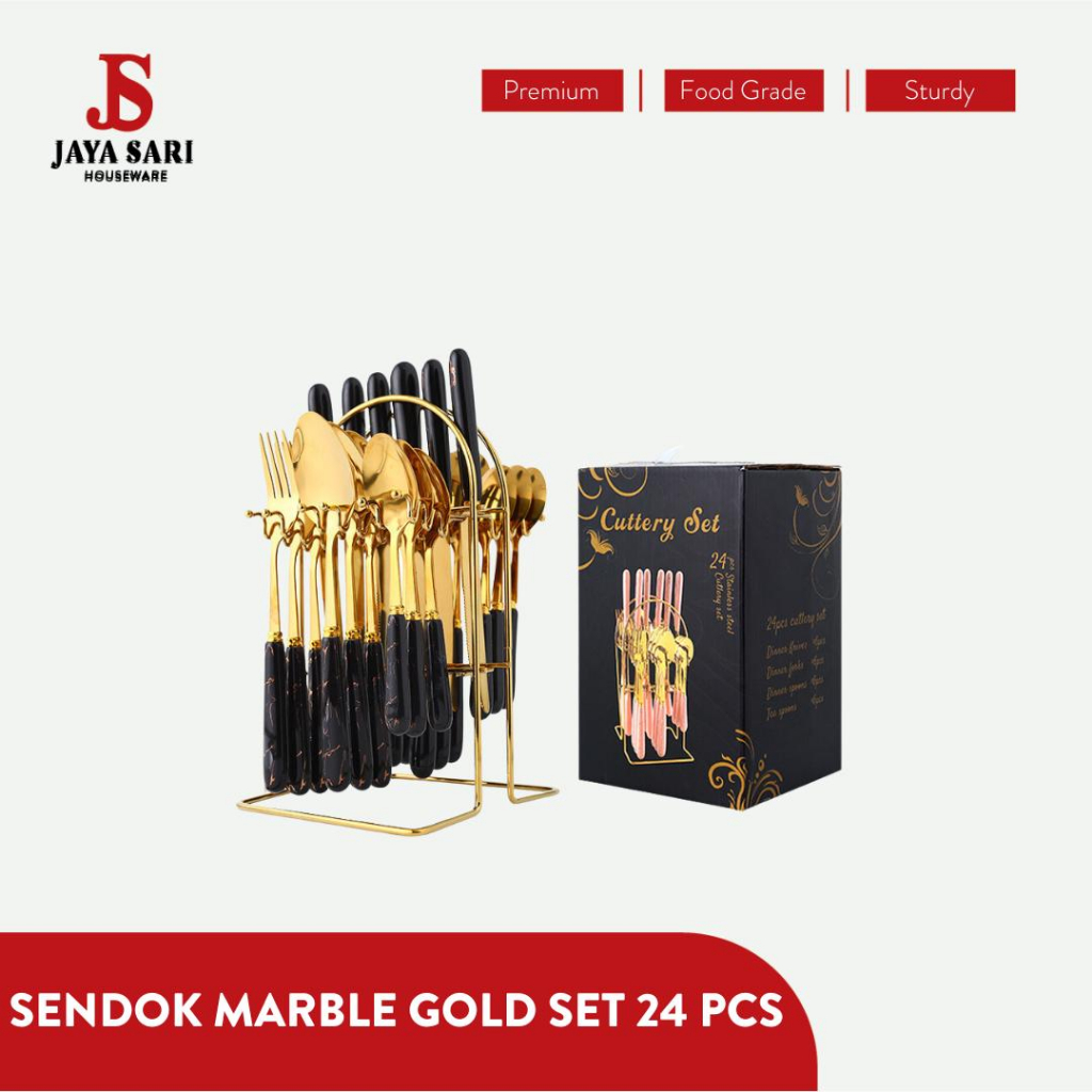Jual Sendok Sultan Marble Premium Set 24 Pcs / Cutlery Set | Shopee ...
