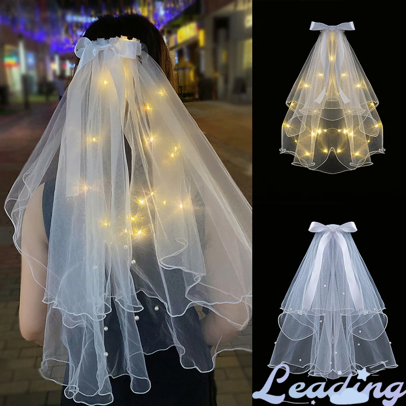 Jual COD LED Simple Wedding Veil Glow In The Dark/Kain Veil Pengantin ...