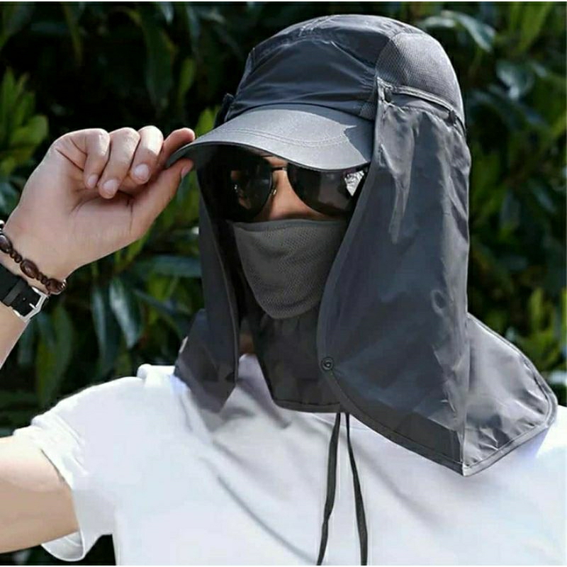 Jual topi mancing topi anti UV matahari topi pancing/mancing model ...