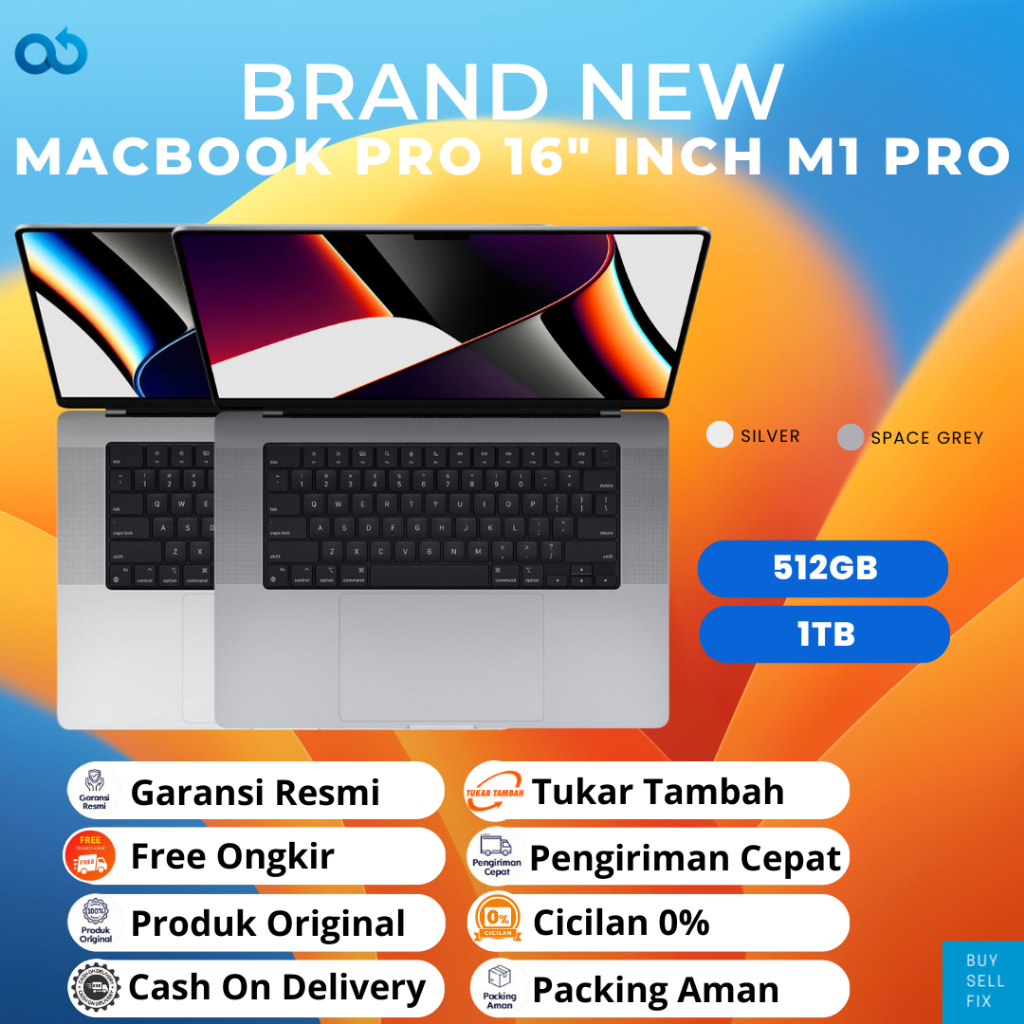 Jual Macbook Pro M1 Pro Max 2021 1TB 512GB SSD 16" Inch RAM 32GB 16GB | Shopee Indonesia
