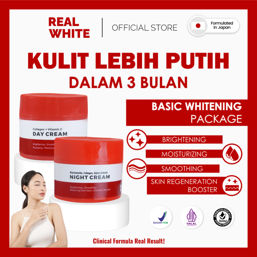 Jual 𝐑𝐄𝐀𝐋 𝐖𝐇𝐈𝐓𝐄 Basic Brightening Package | BPOM HALAL Paket Skincare ...