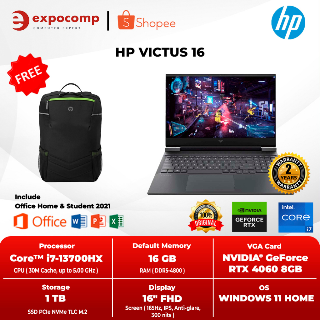 Jual Hewlett Packard HP VICTUS 16-r0017TX SILVER CORE i7-13700H RTX4060 ...