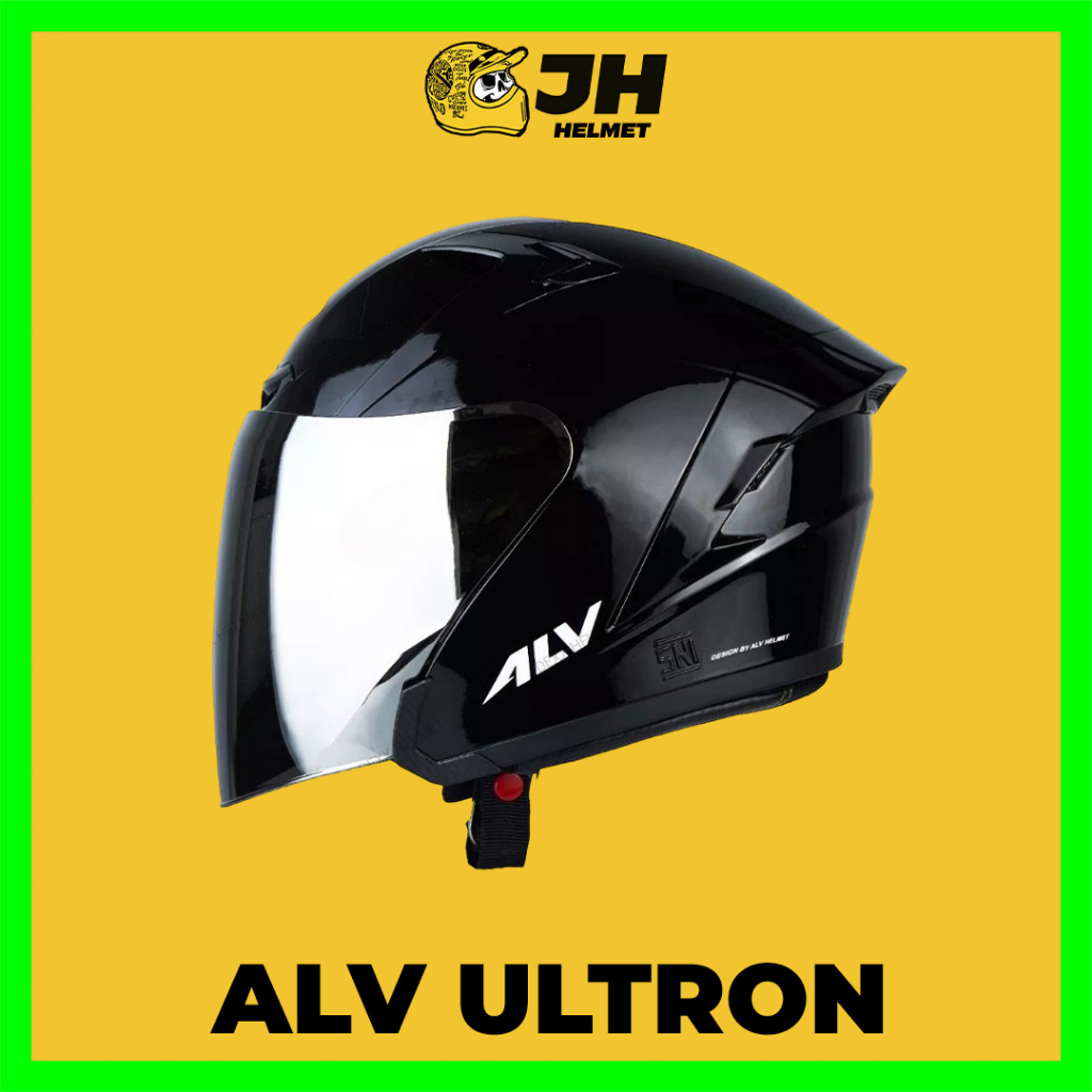 Jual Helm ALV Ultron Solid Black Glossy | Helm Sport | Half Face | Jual ...