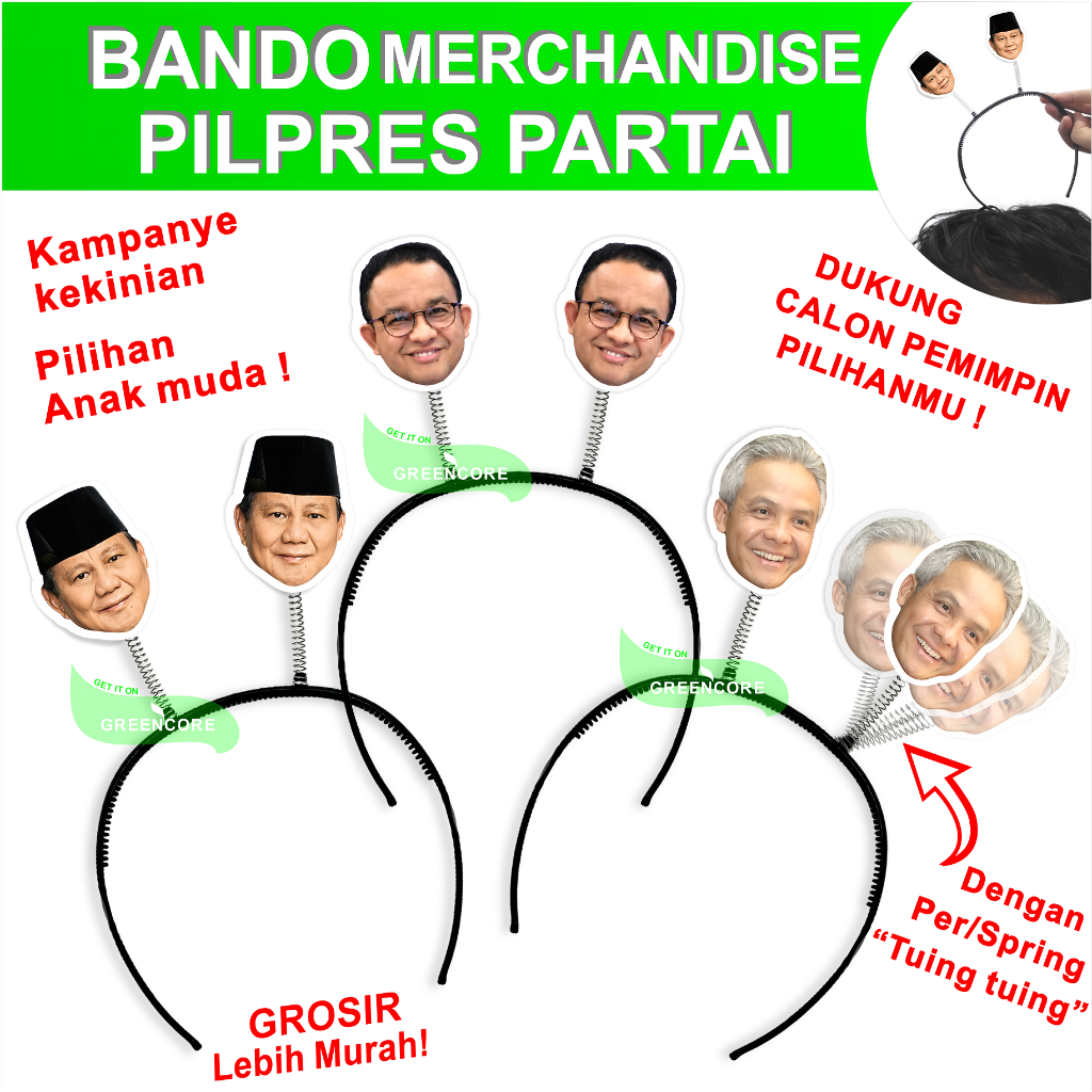 Jual Bando tuing anies anis relawan ganjar prabowo partai pdi gerindra golkar demokrat psi pks ...