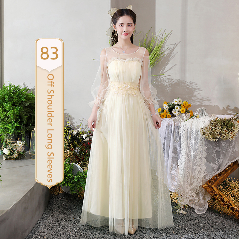 Jual Acara Formal Gaun Malam Gaun Bridesmaid Biru Pink Panjang Bridesmaid Group Adik Maxi Gaun ...