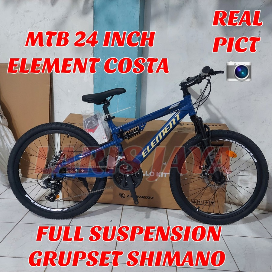 Jual Sepeda Gunung 24" ELEMENT COSTA MTB FULL SUSPENSION disc brake mekanic | Shopee Indonesia