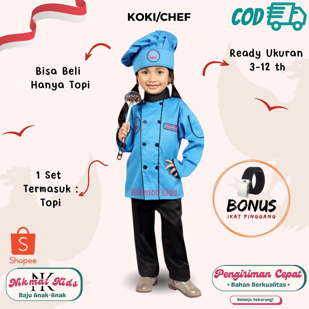 Jual Baju koki chef anak profesi anak baju kostum anak master chef koki ...