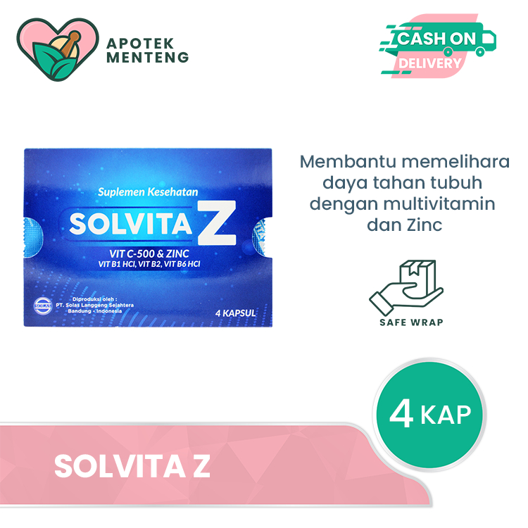 Jual Solvita Z 4 Kapsul - Suplemen Vitamin C + Zinc Jaga Imun Tubuh ...