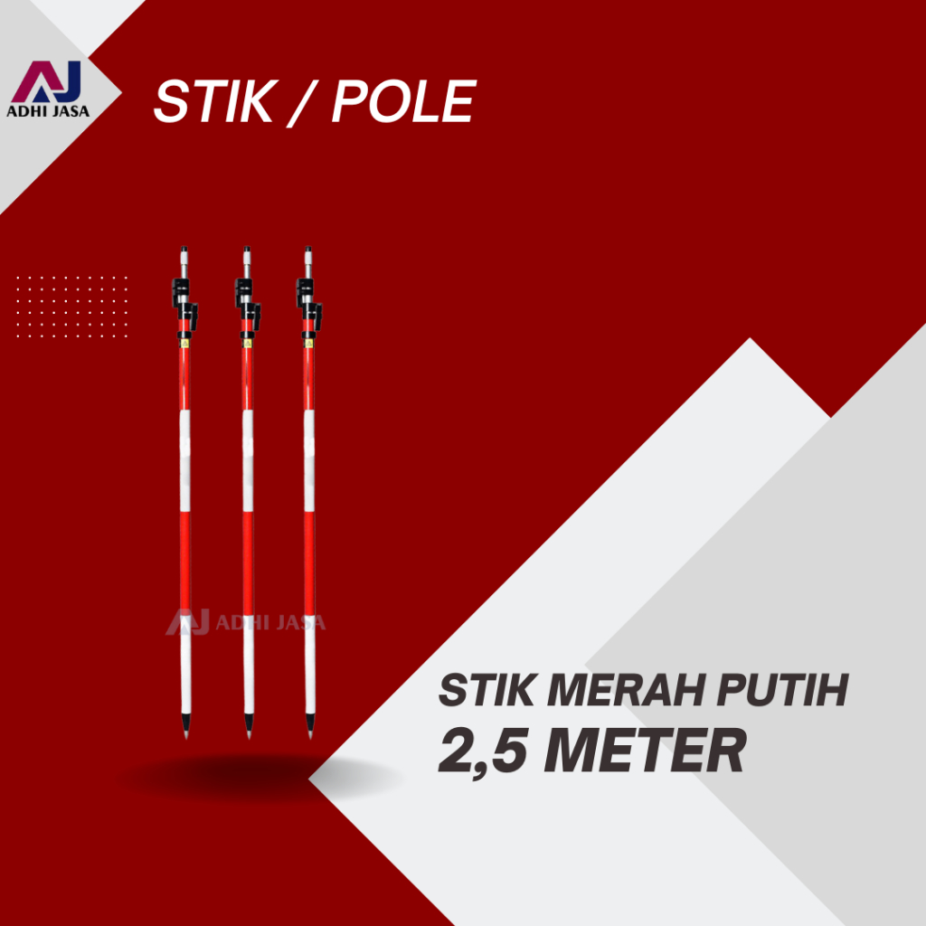 Jual Stik Pole 2,5 Meter Jalon Merah Putih MP 2,5 Meter | Shopee Indonesia
