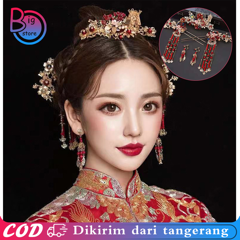 Jual 1set Tusuk Konde Cina Hiasan Rambut Pengantin Aksesoris Jepit ...