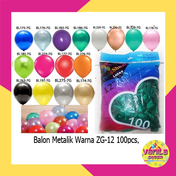 Jual (ISI 100) BALON METALIK 1 WARNA, BALON ULTAH METALIK, BALON ...