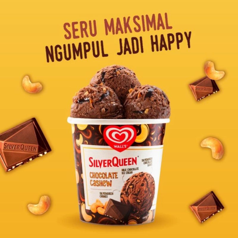 Jual Ice Cream Wall's SILVERQUEEN CHOCOLATE CASHEW | Shopee Indonesia