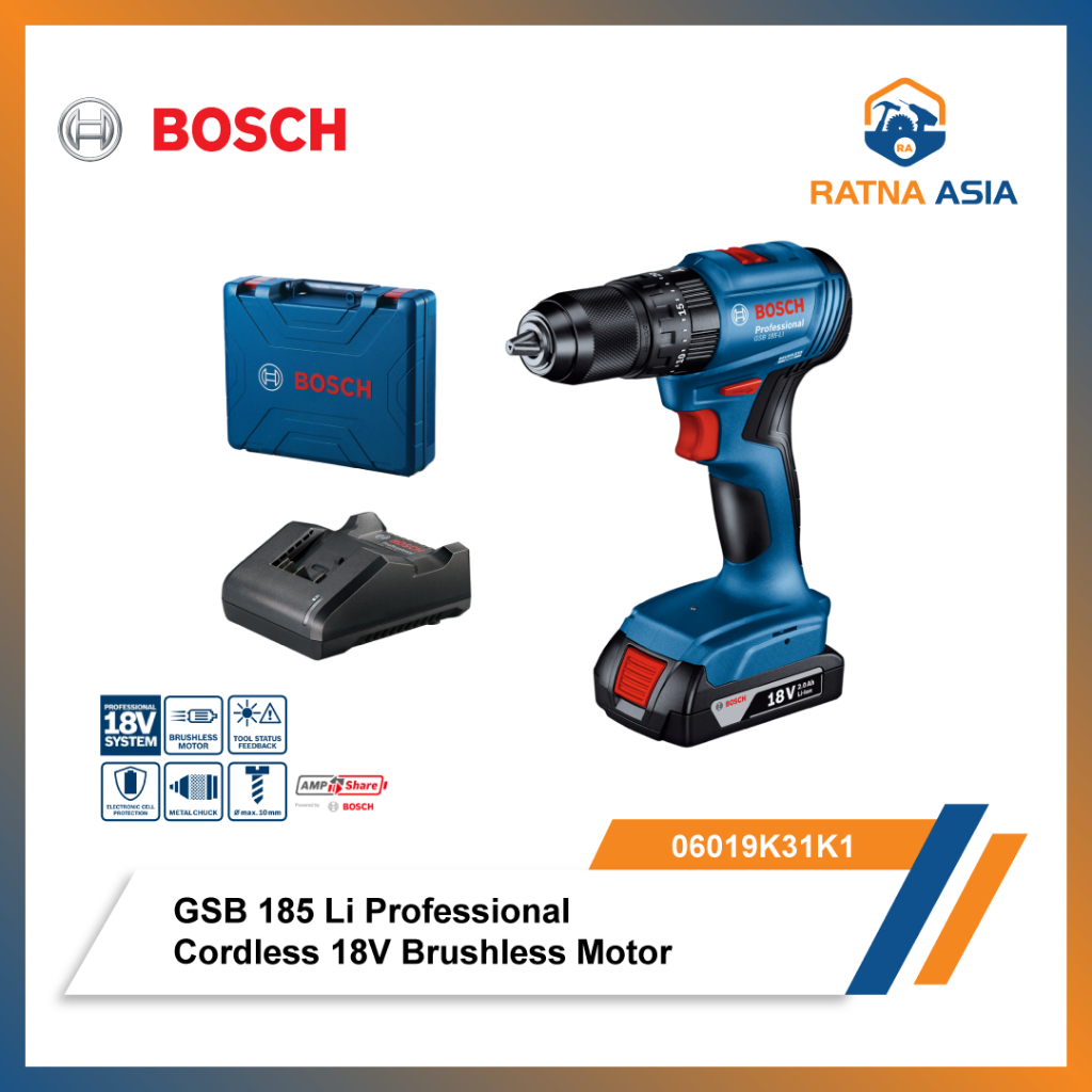 Jual Bor Tembok 13mm Bosch GSB 185-LI (1x Batt 18V 2.0Ah + 1x Charger ...