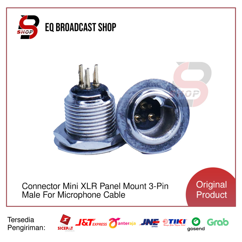 Jual Connector Mini XLR Panel Mount 3-Pin Male For Microphone Cable ...