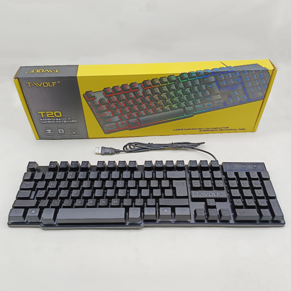 Jual KEYBOARD GAMING T-WOOLF T20 RAINBOW BACKLIT | Shopee Indonesia