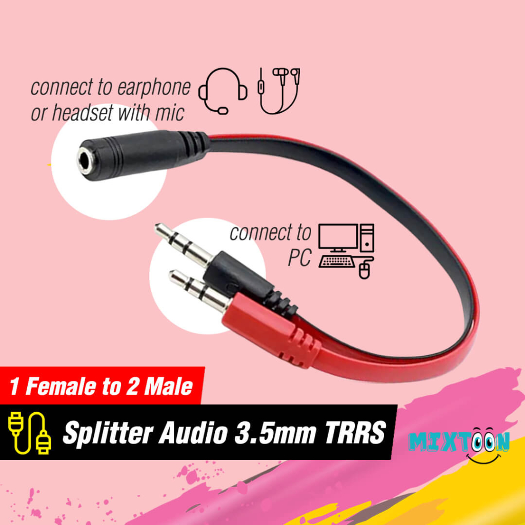 Jual Kabel Audio 3 5 Mm Female To 2 Port 3 5mm Male Untuk Earphone Hp Ke Pc Jack Y Splitter