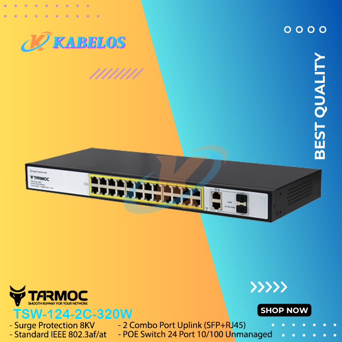 Jual Tarmoc TSW-124-2C-320W Switch POE HUB CCTV IP CAMERA 24 PORT 10/ ...