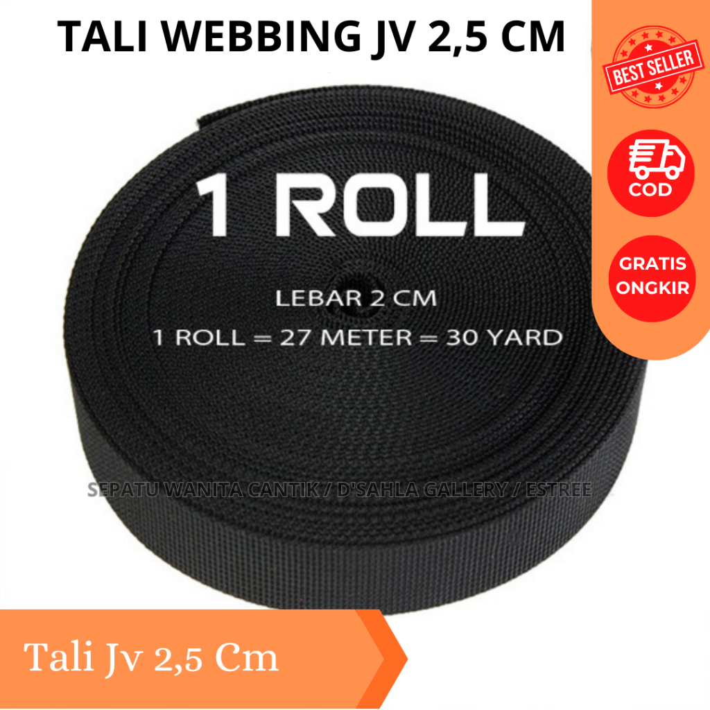 Jual Tali Webbing 2cm, 2,5cm 3,8cm Tebal Tabular Hammock Tas Nylon Tali ...