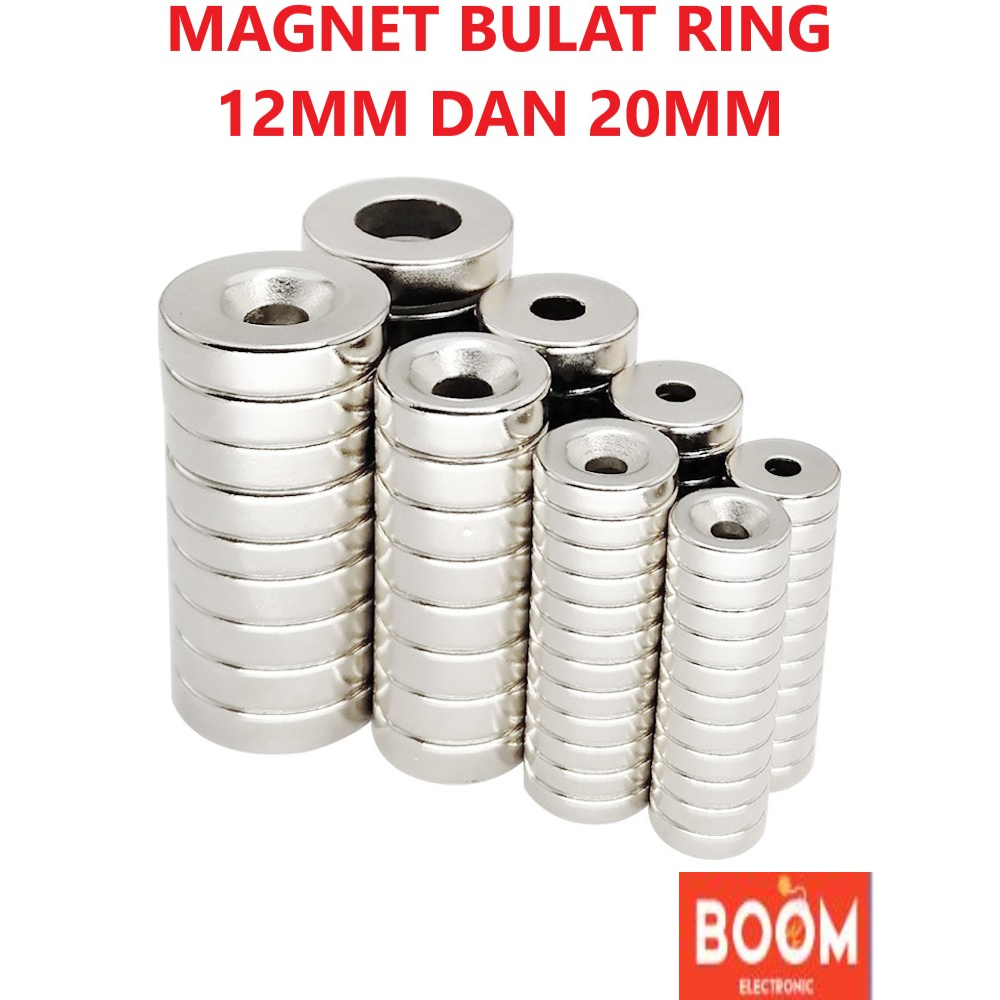 Jual Magnet Neodymium Bulat Ring diameter 12mm dan 20mm | Shopee Indonesia