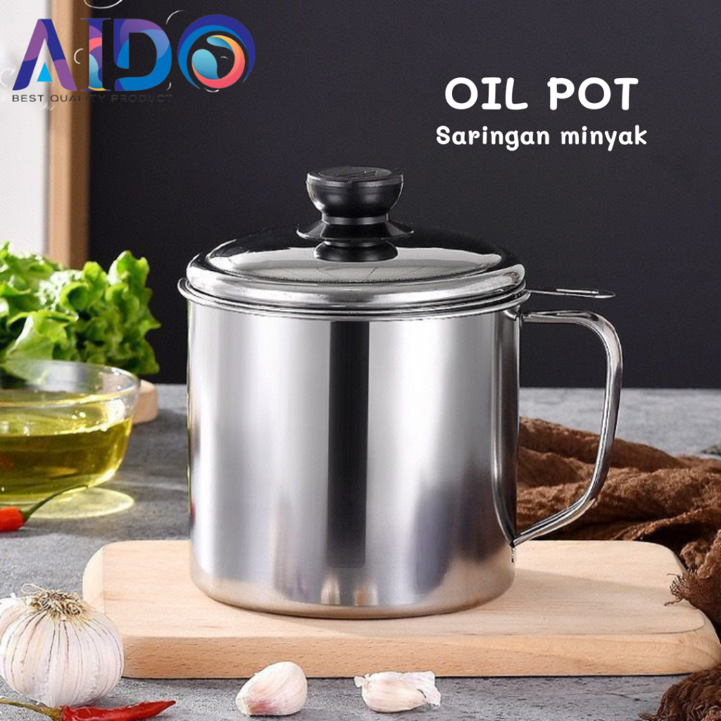 Jual Oil Pot Wadah Saringan Tempat Minyak 12cm Stainless Steel Anti ...