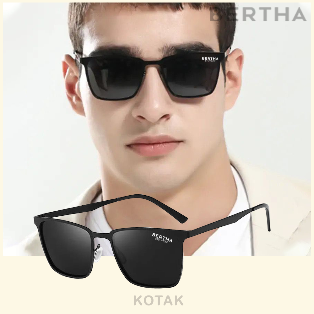 Jual Bertha Kacamata Sunglasses Hitam Polarized Anti UV 400 Bentuk Kotak Pria Wanita Fashionable ...