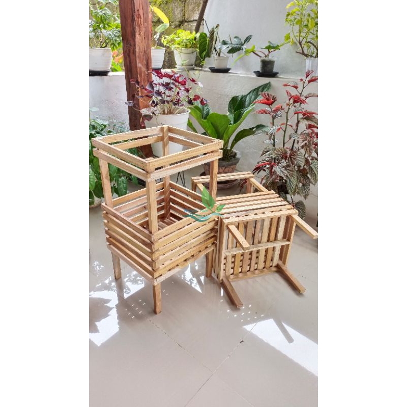 Jual Pot Kayu Anggrek 30x30x60 Kayu Jati Oven | Rak Anggrek Kayu Jati ...