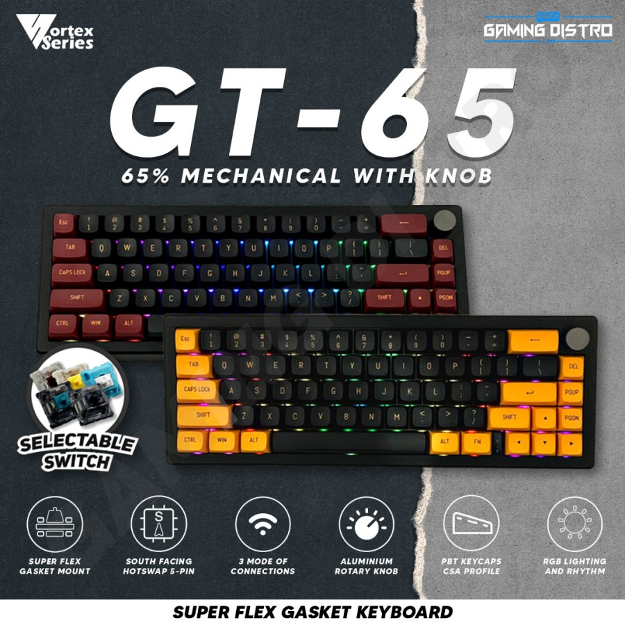 Jual Keyboard Gaming Vortex Series GT65 / GT-65 Wireless Hotswap Gasket ...